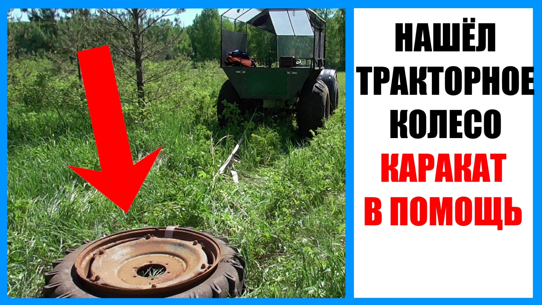 Нашёл тракторное колесо. Каракат в помощь. Металл в лесу.
