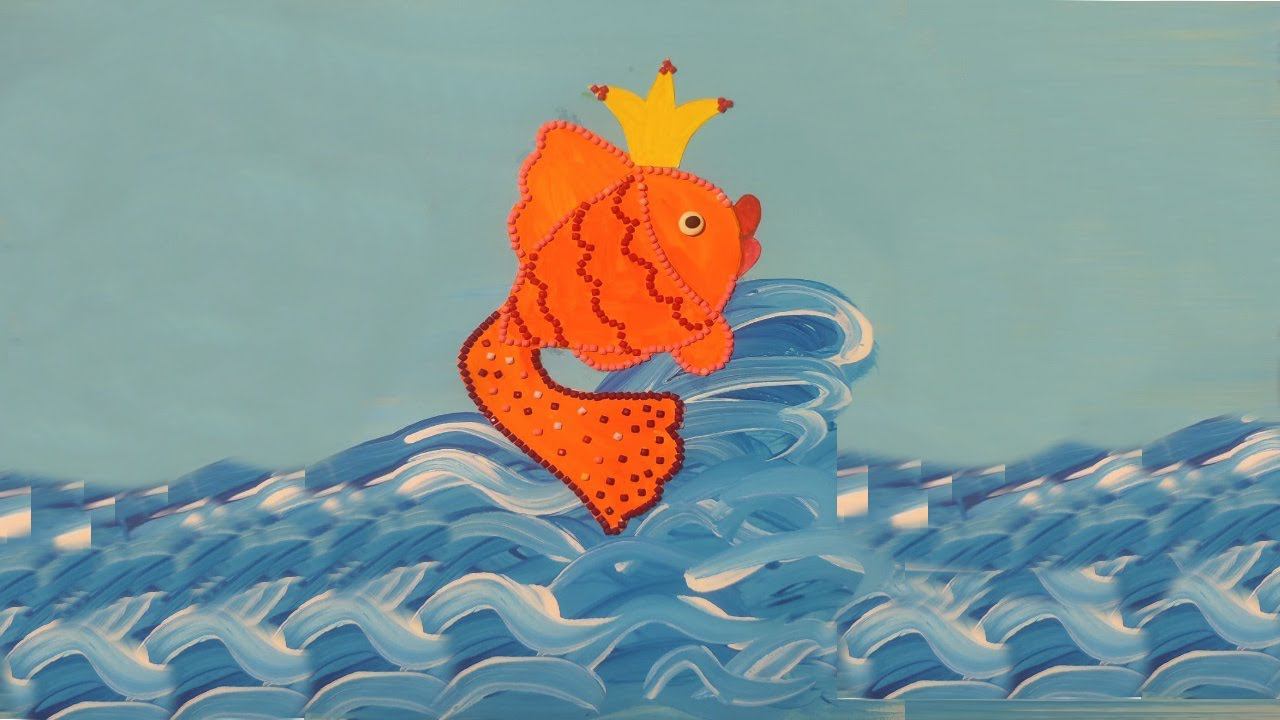 Детская поделка Золотая рыбка со стразами