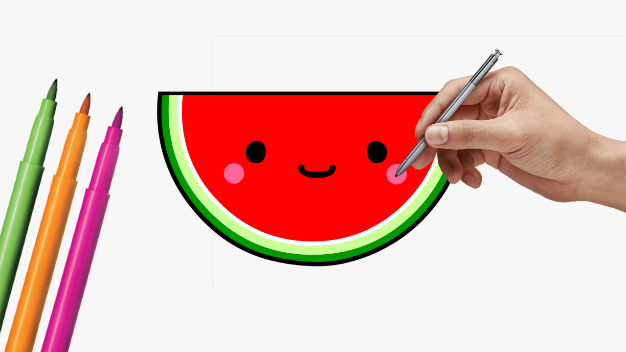 Рисуем милый арбузик. Идея для рисования с детьми