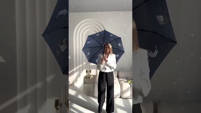 Зонт Женский Flioraj 3 сложения Автомат Синий Антиветер 23149 FJ