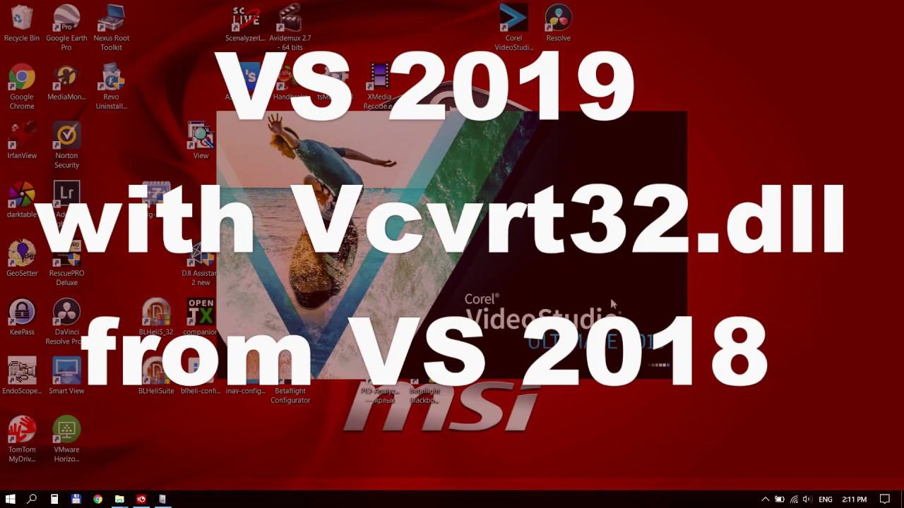 Corel VideoStudio 2019 - bug with Vcvrt32 dll and workaround