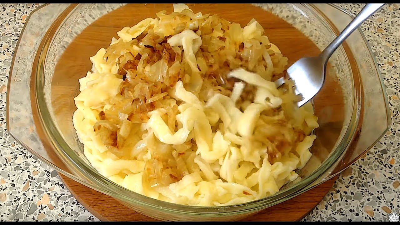 Тесто для лапши из муки твердых сортов пшеницы + лапша из него с жареным луком