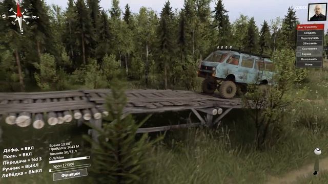 SpinTires 4 сезон 2 испытание Экзамен на права 6 ЭСТАКАДА РАФ 2203 КРАСАВЧИК