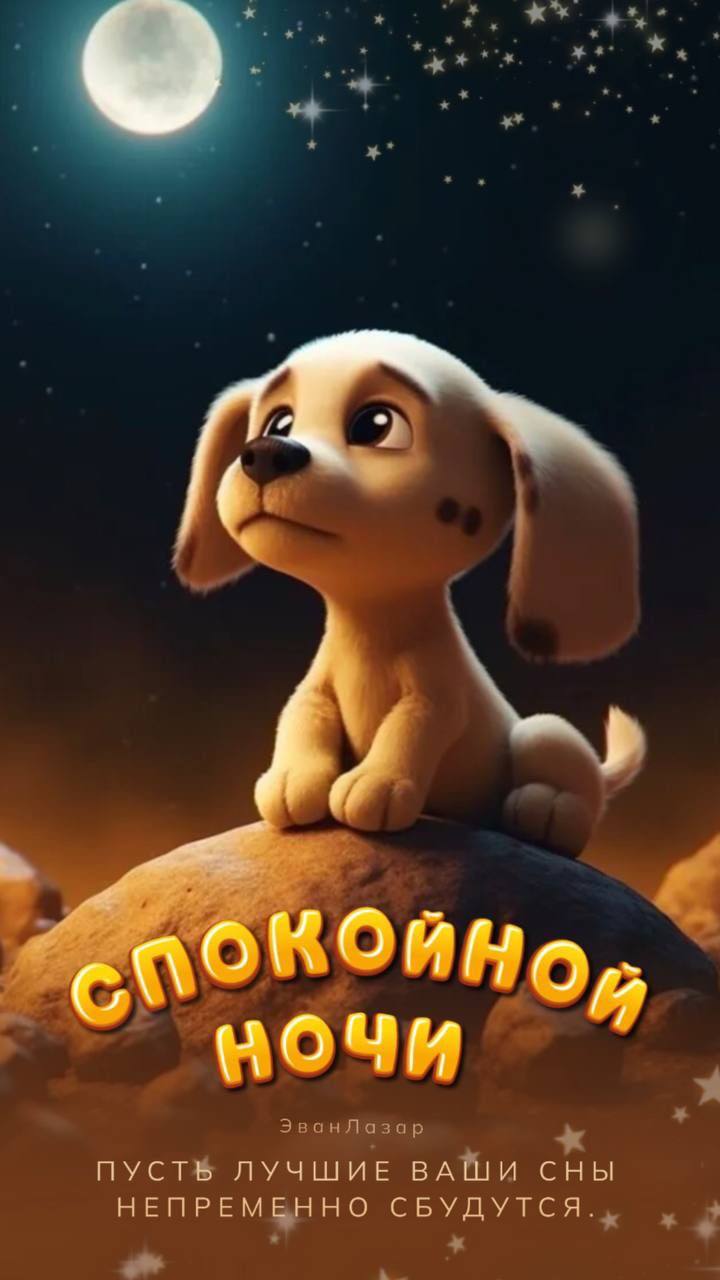 Приятных снов, спокойной ночи.
Ты не тревожься, крепко спи.
Пусть отдохнет твой разум вдоволь.