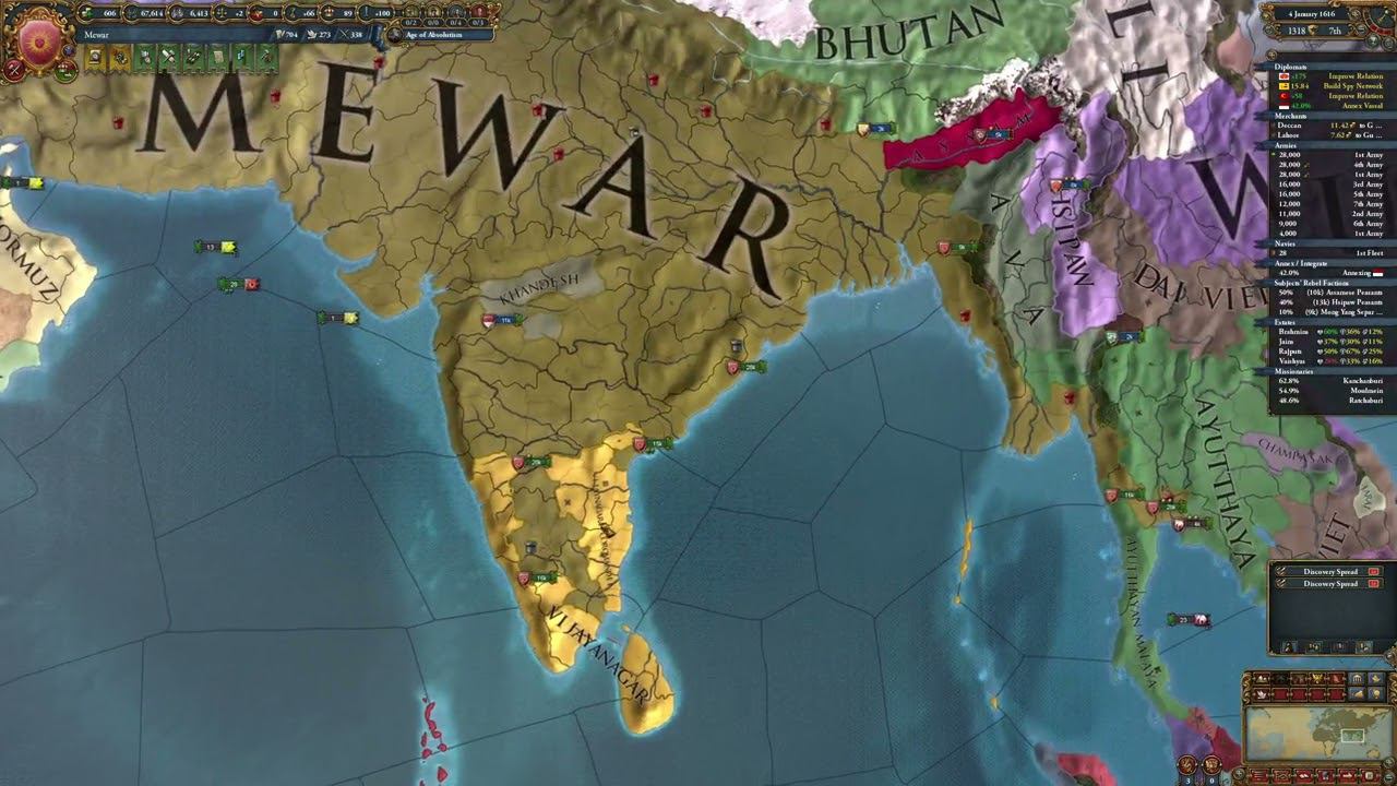 Europe Universalis IV 1.35.6 Mewar. Часть 15. 1612-1632. Еще немного расширения.
