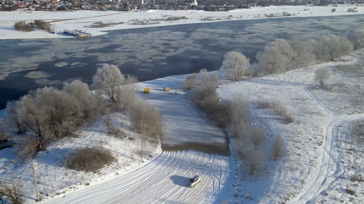 Поселок Белоомут. Разлив реки Оки в январе 2023 года.
