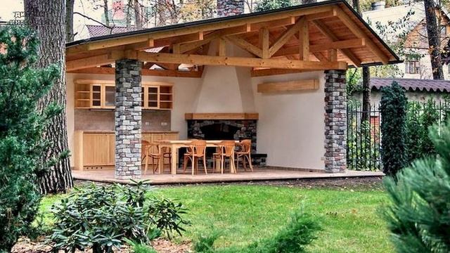 беседка с мангалом барбекю в стиле лофт #3