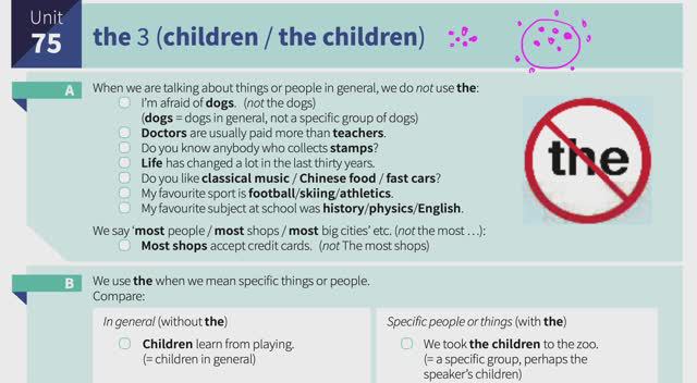 75. Definite article 'the' with plural nouns