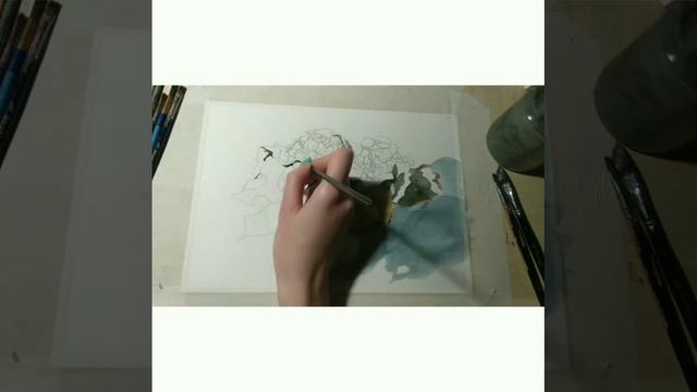 Фиалки. Акварель.