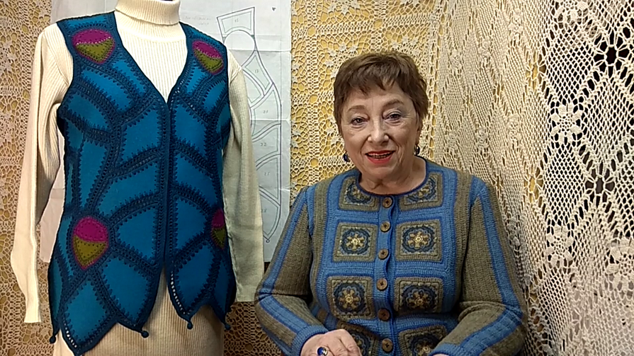 Жилет из драпа "Цветы". Мастер-класс по вязанию крючком от О. С. Литвиной.