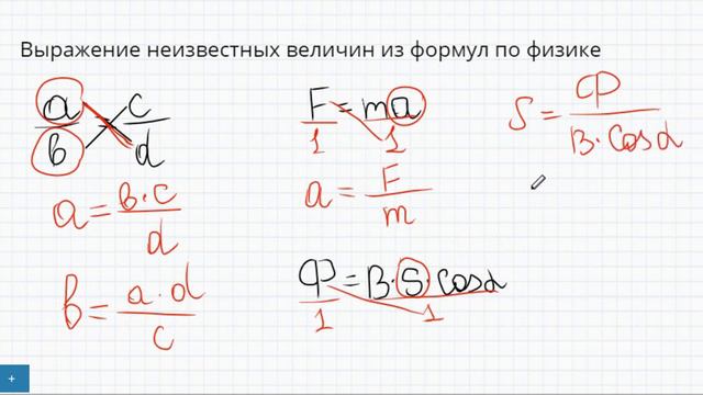 Выражение неизвестных величин из формул по физике