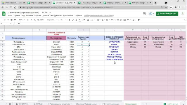 Справочник (внесение)