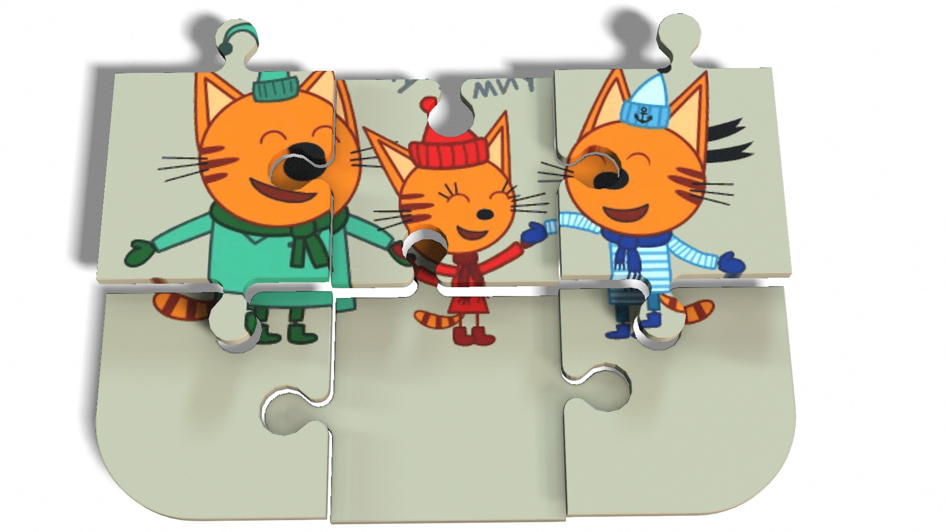 Пазлы для детей  Три Кота Коржик,Карамелька и Компот.Анимация для малышей.