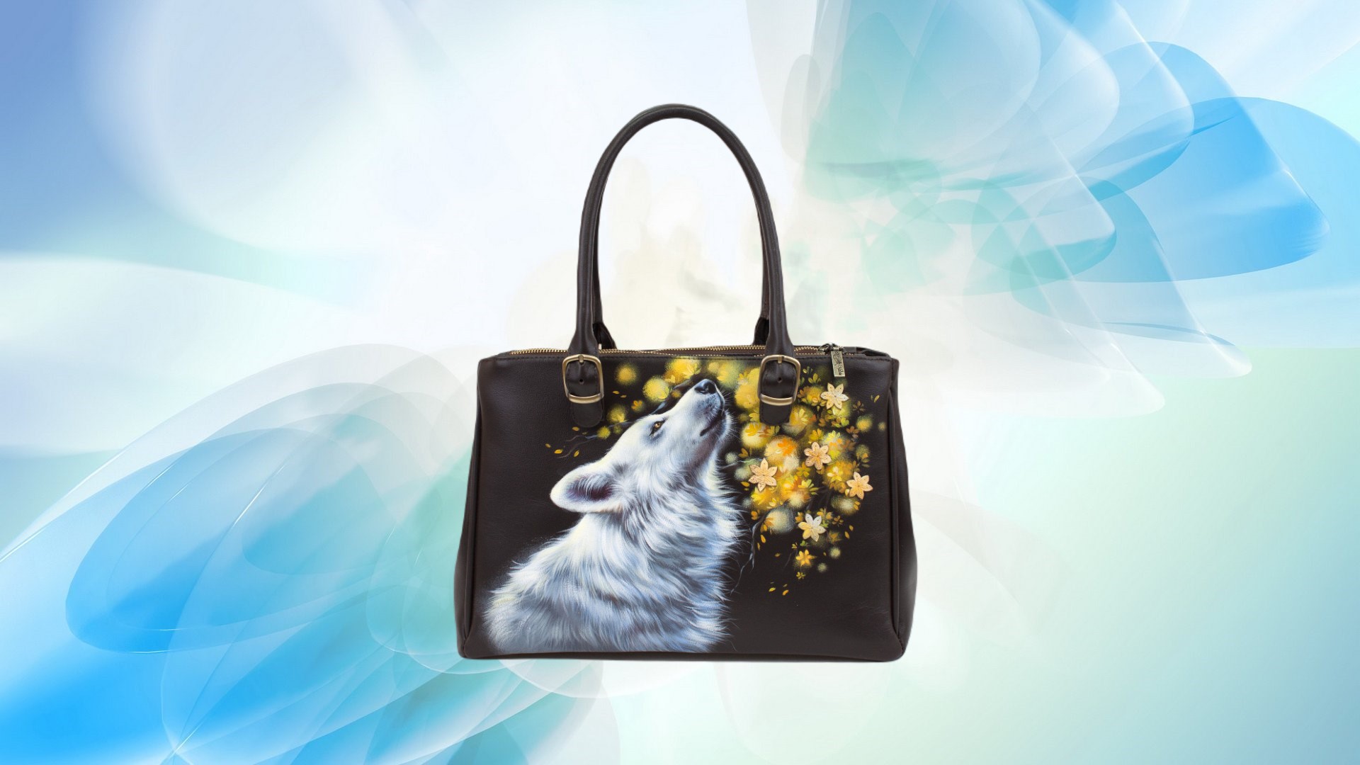 Средняя сумка с портретом волка Pelle Volare