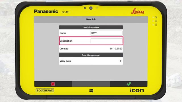 Создание нового Задания (работы) в Leica iCON Site
