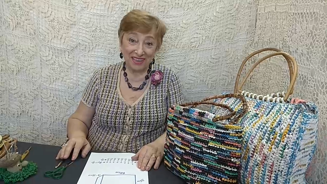 Сумка пляжная из пластиковых пакетов. Мастер-класс по вязанию крючком от О. С. Литвиной.