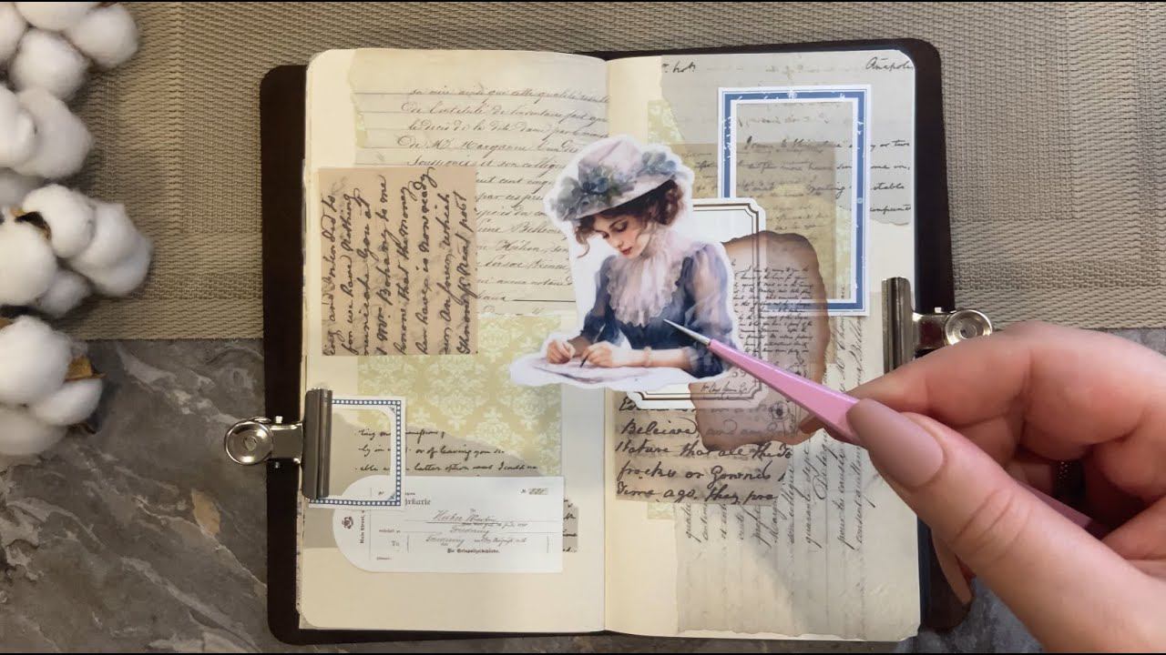 | ASMR for sleep | Vintage theme journaling | No talking | Journal decoration | Relaxation 27