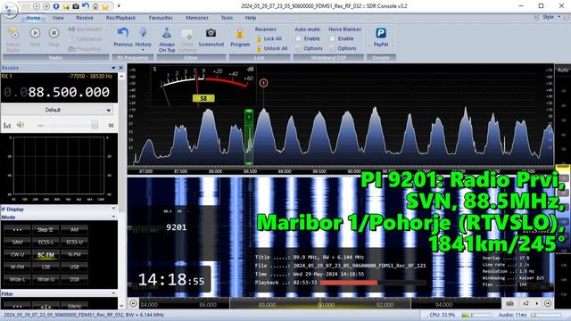 29.05.2024 11:13UTC, [Es], Radio Prvi, Словения, 88.5МГц, 1841км