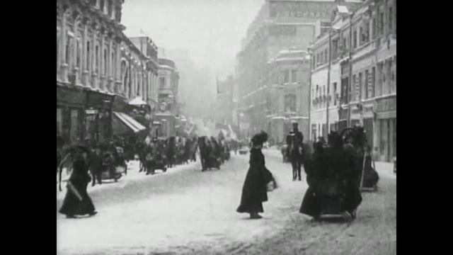 Кинохроника. 1908 г. Москва. Улица Кузнецкий мост. 1908 Moscow. Kuznetsky Most Street.