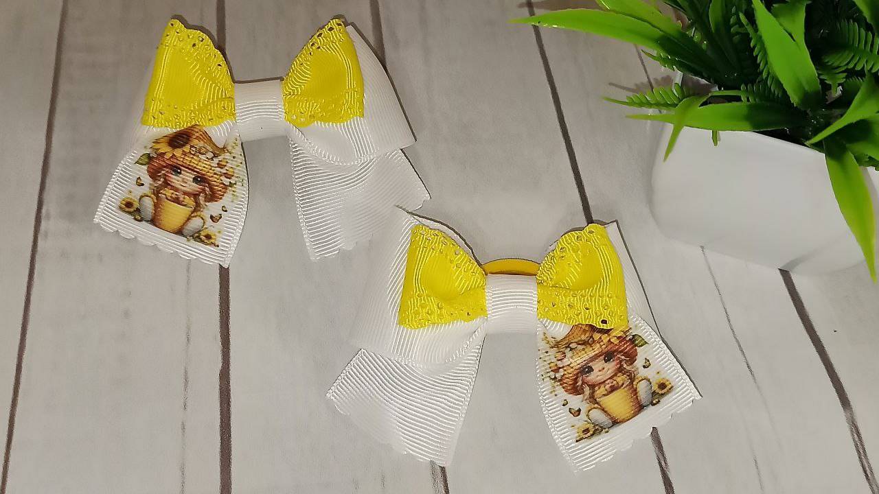 МК Простые бантики Милый подсолнух для начинающих.