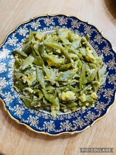 Простой вкусный обед. Жареная зеленая фасоль залитая яйцами ?☺️.