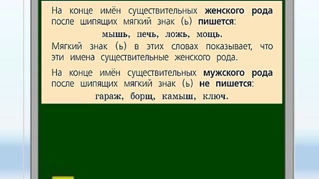 Мягкий знак (Ь) на конце существительных после шипящих