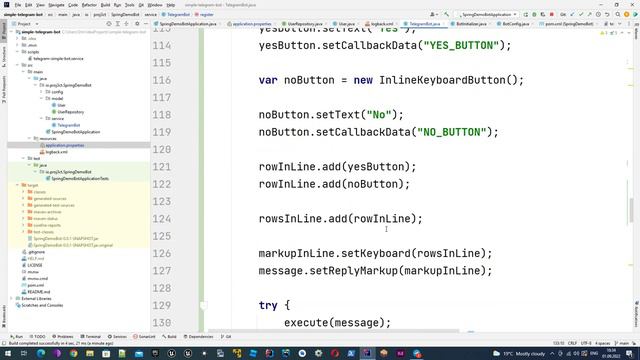Простой Telegram бот на Java и Spring Boot- Добавляем кнопки к сообщению, редактируем сообщение