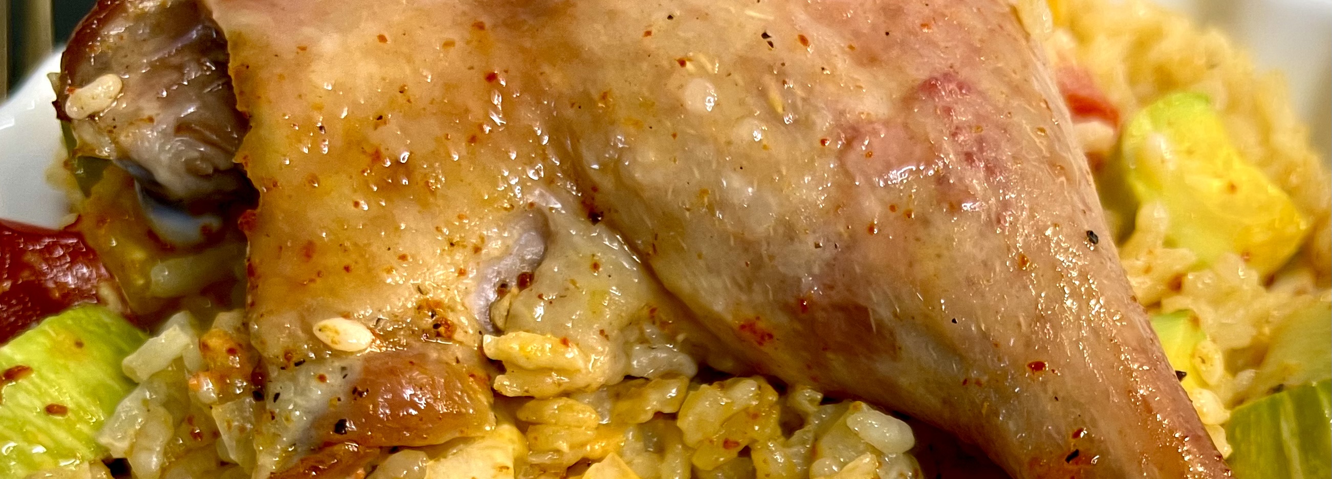 Утка с рисом и овощами- все смешал и в духовку. Бесподобно!