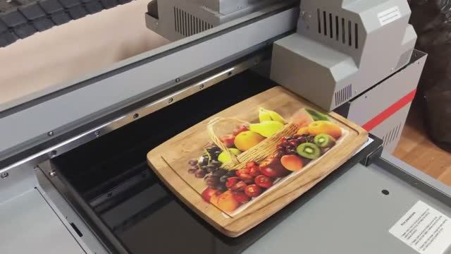 УФ принтер FS-4030UV Rotax печать на деревянной разделочной доске