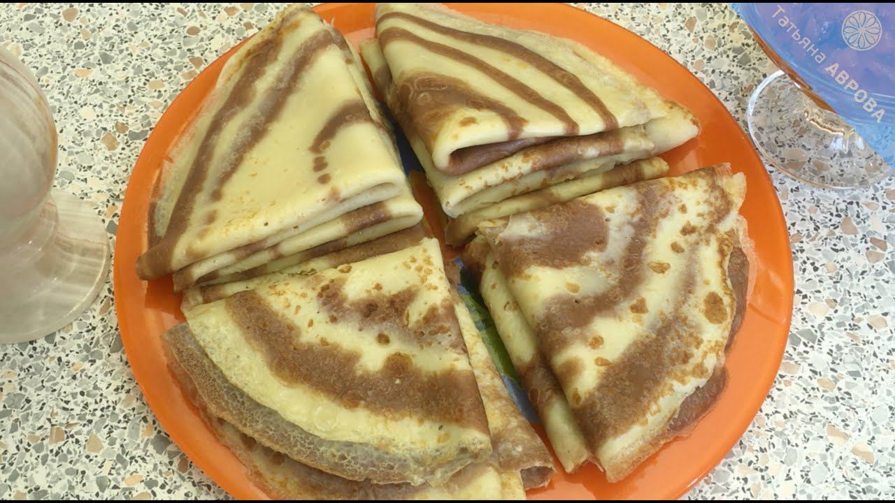 Мраморные блинчики.  Не только вкусные, но еще и очень красивые