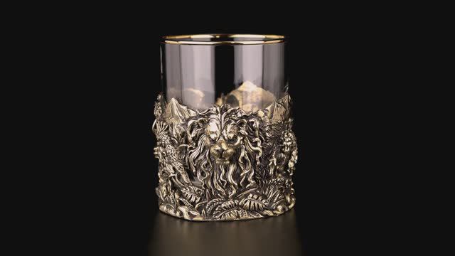 Бокал для виски Лев саванна (Латунь, стекло)