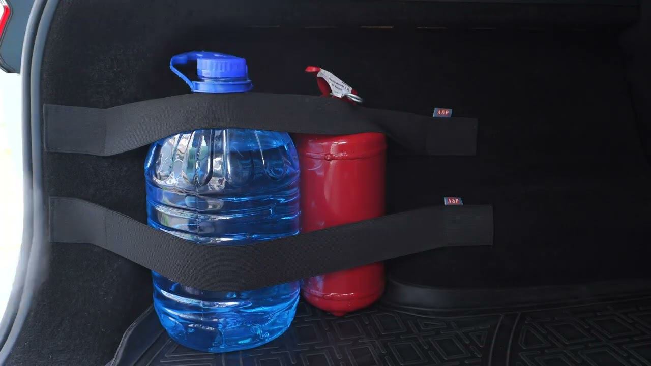 Багажные ремни (2 шт) для крепления вещей в автомобиле, цвет черный. Промо-ролик.