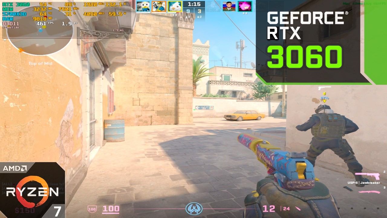 Counter-strike 2 : RTX 3060 12GB + Ryzen 5700X3D