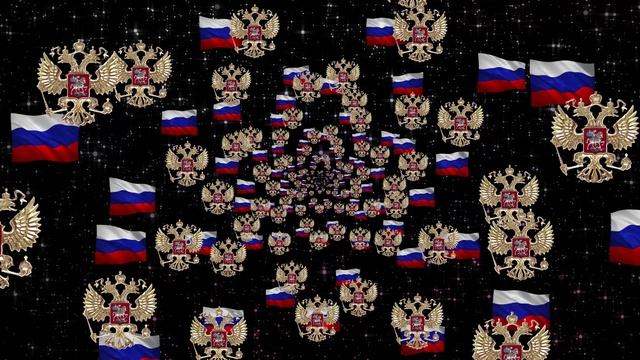 Полёт в космосе сквозь российскую символику. Цикличная абстракция в 4K.