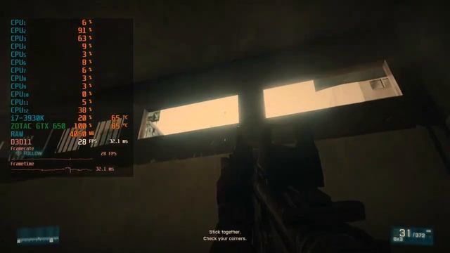 Battlefield 3  i7 3930K RAM HYPER X 16GB DDR3 1600 ZOTAC GTX 650 2GB ULTRA SETTINGS