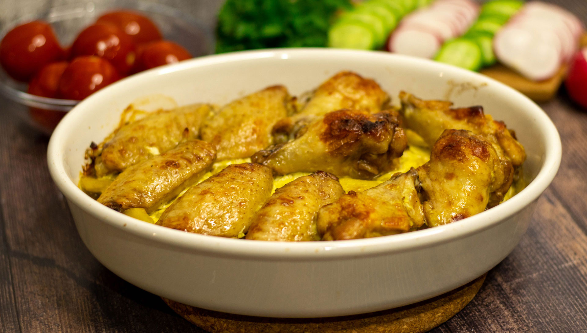 Картошка с крылышками. Простой и вкусный ужин.