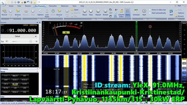 03.01.2023 15:17UTC, [Ms], YLEX, Финляндия , 91.0МГц, 1145км и 90.1МГц, 1131км