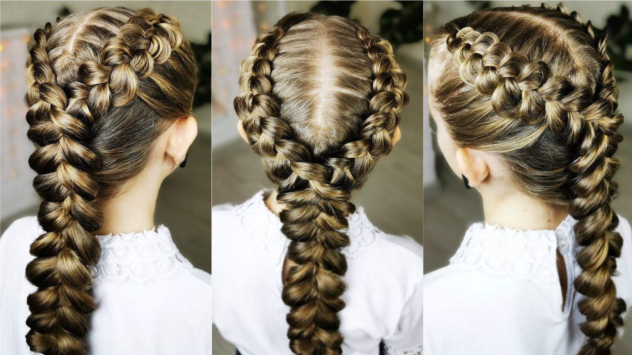 Braided hairstyle for school. Dutch braid.