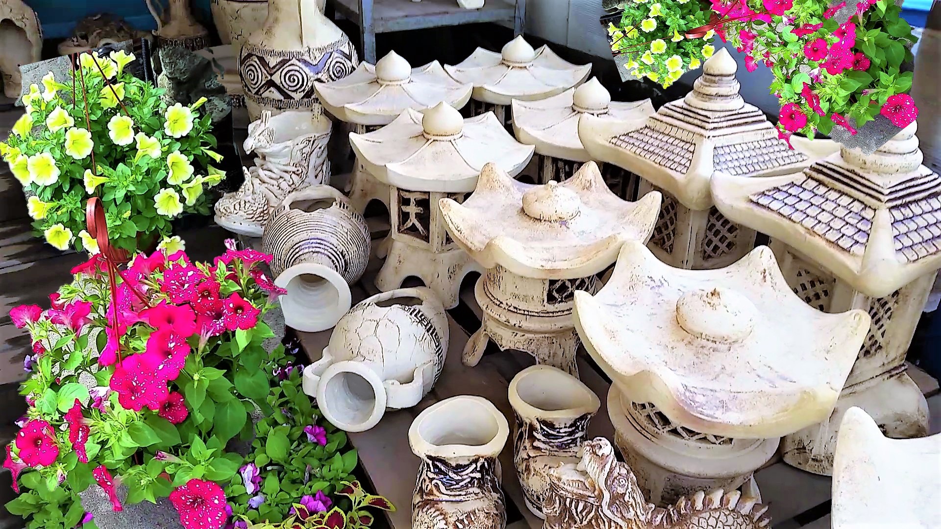 Садовые скульптуры и рынок камней.