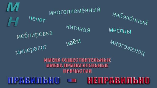 Выберем правильную форму. Проблемные имена существительные и прилагательные, причастия на "М", "Н".