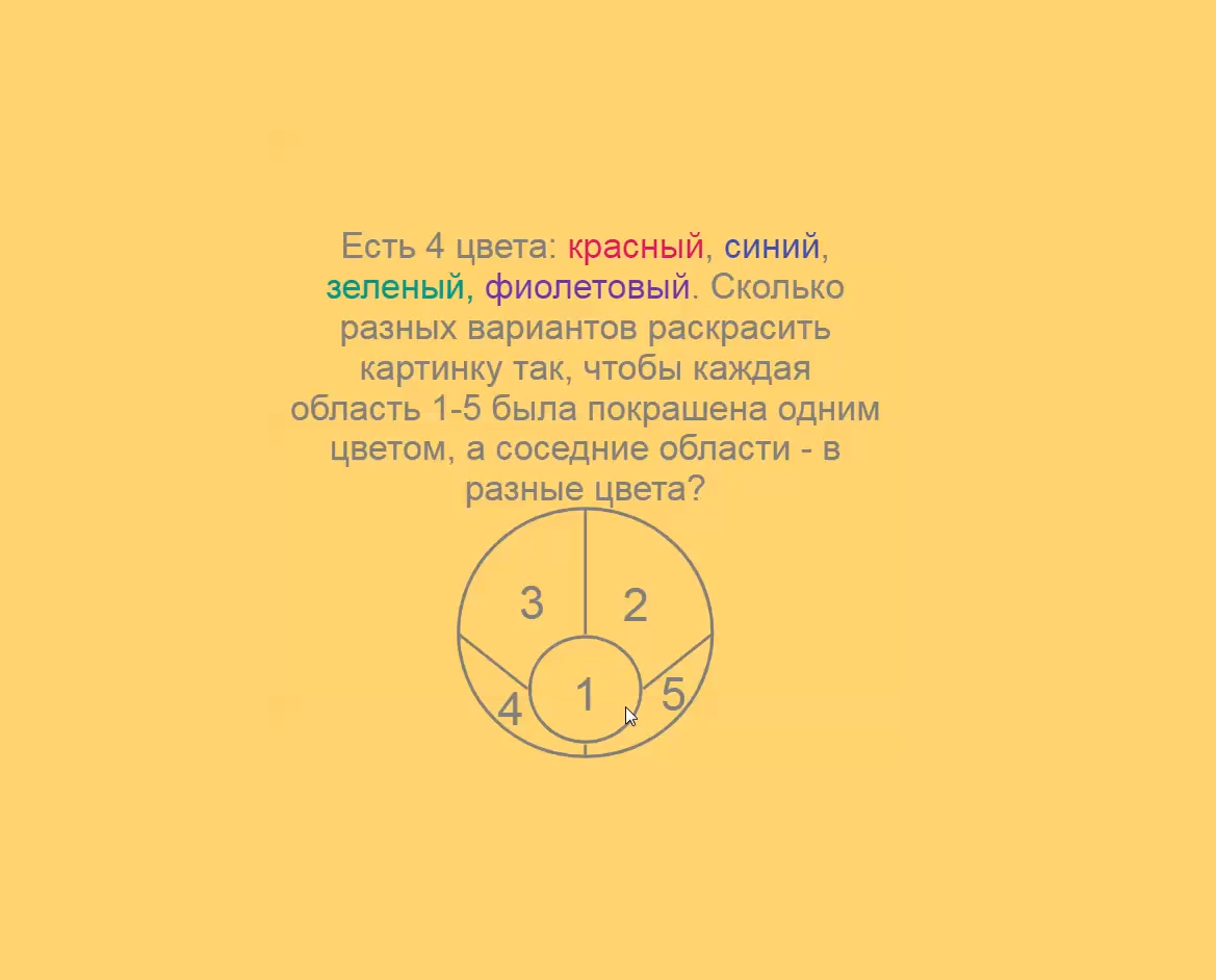 Математика, Комбинаторика, Задача 8, Раскраска областей