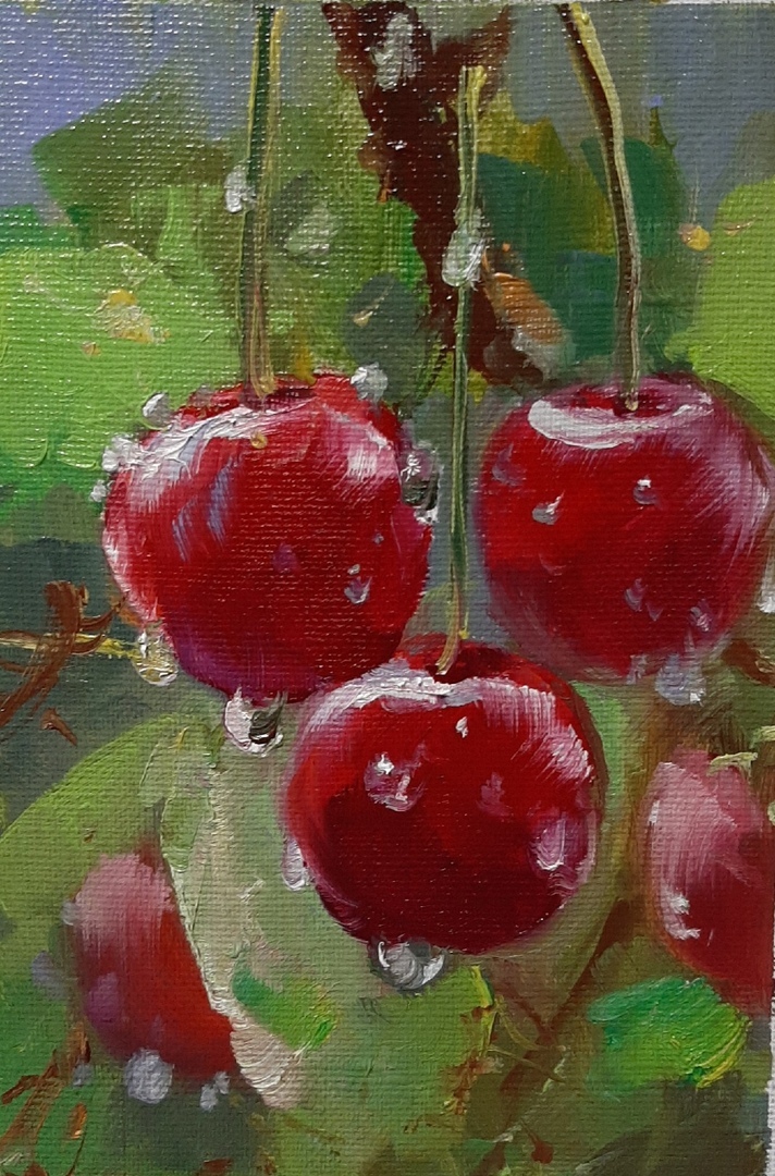 Рисуем вишню Художник Вугар Мамедов