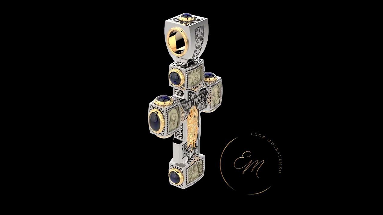 Эксклюзивный именной византийский крест с православными святыми