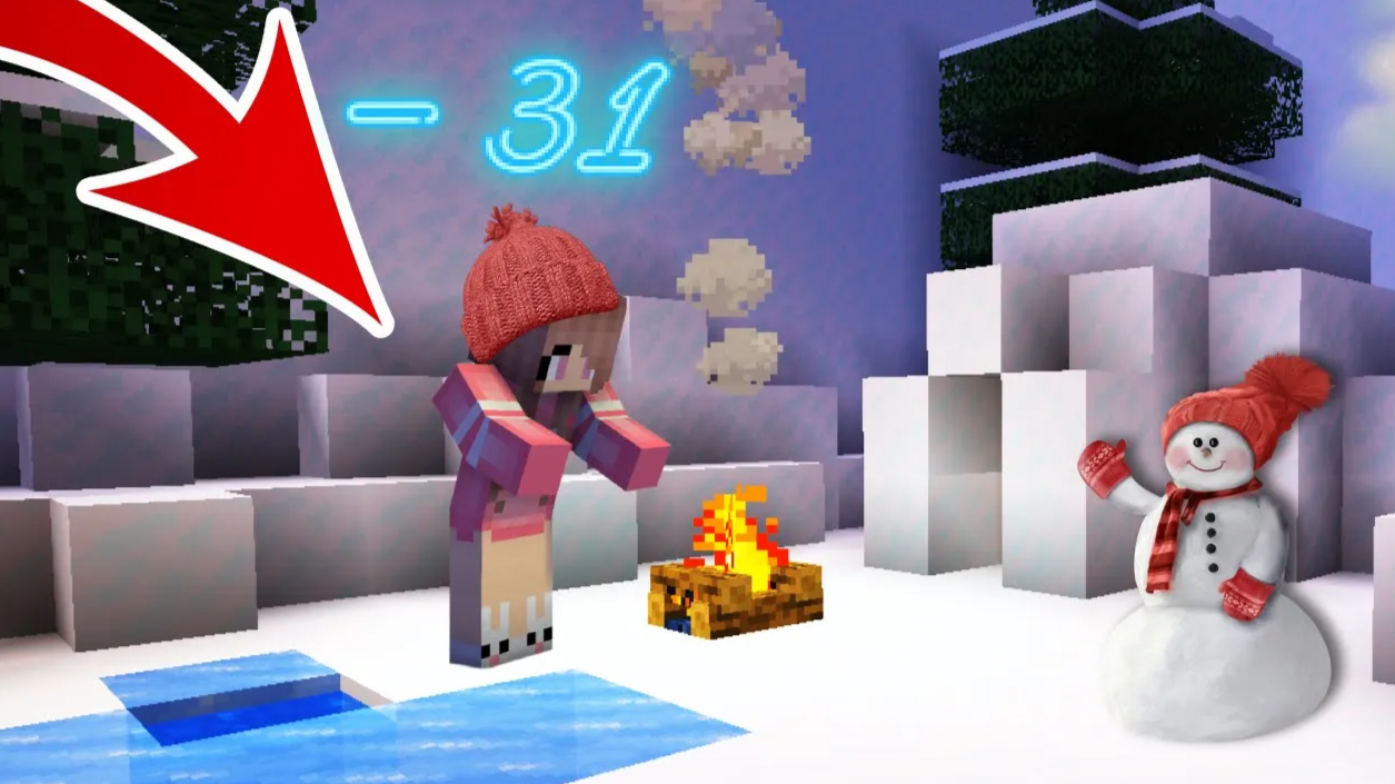 ☃️ ВЫЖИВАЮ В ИГЛУ ПРИ -31 | ПОИСК КНОПКИ в Майнкрафт Юля Май