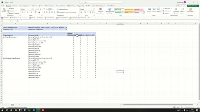 Матрица плановых остатков