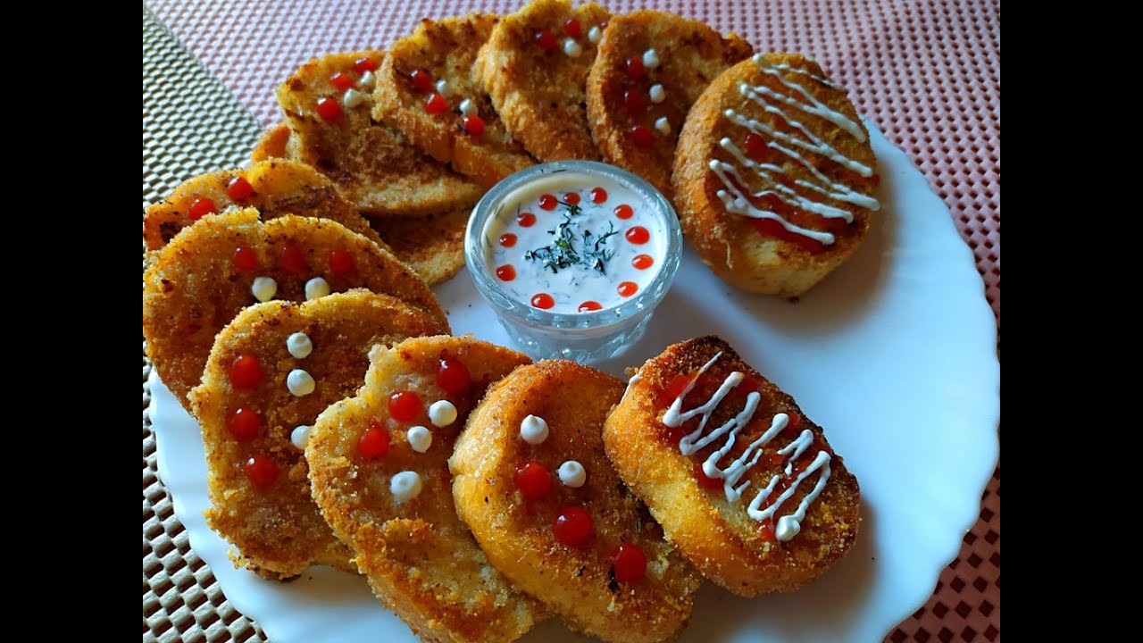 Гренки из черствого хлеба в сырной панировке Быстрый завтрак Вкусная закуска