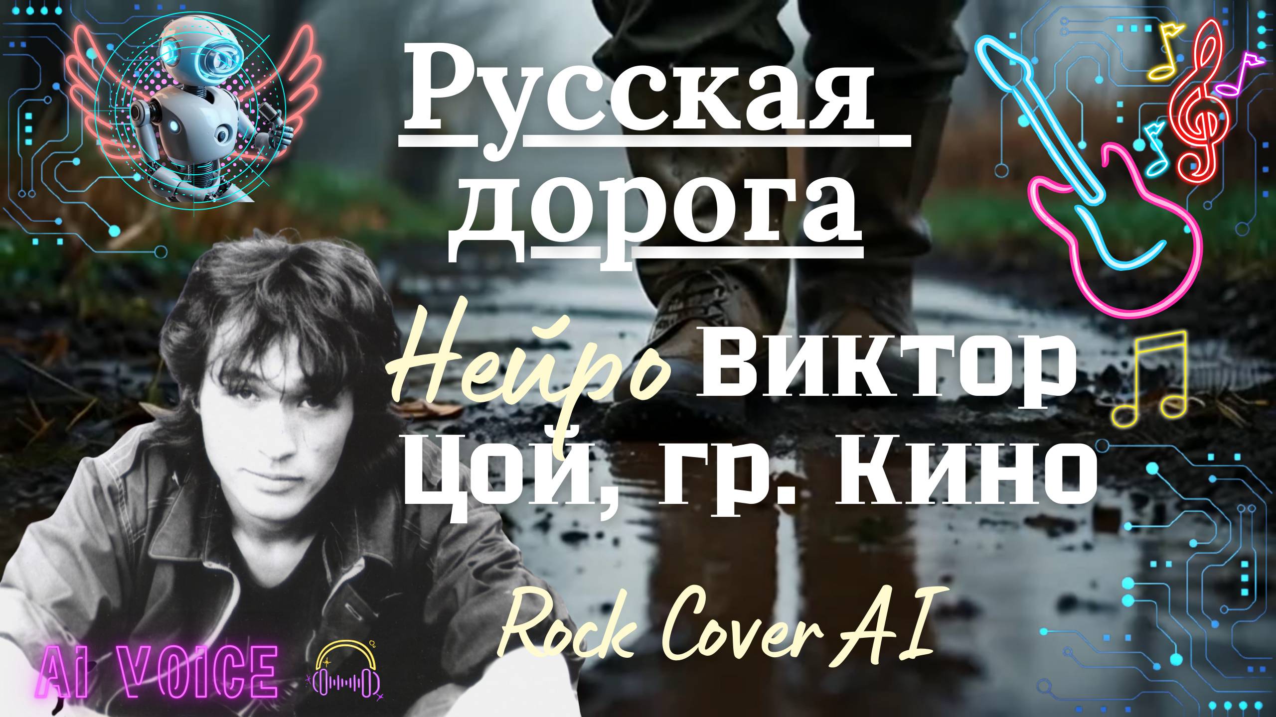 Русская дорога - Нейро-клип, Ai-голос Виктор Цой и гр. Кино, Rock Cover AI