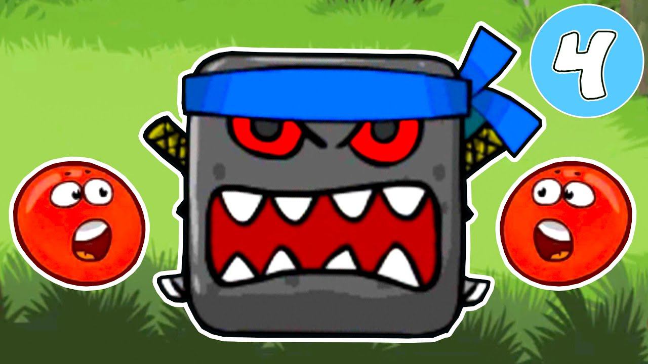 КРАСНЫЙ ШАР против черного квадрата №4. Босс Дремучего леса. Мультик ИГРА Red Ball 4 на Хвостик ТВ