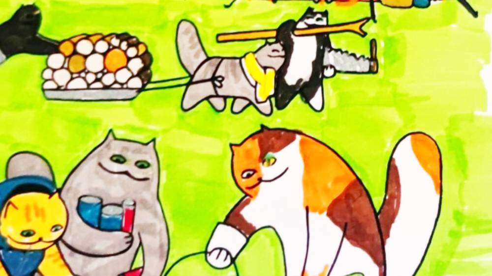 Забавные коты глазами художников - Художник Екатерина Богданова. Муз. Походная. Вячеслав  Мясников