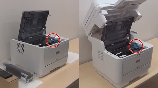 B, MB400 серия Как заменить тонер-картридж на серии OKI B412, B432, MB472, MB492